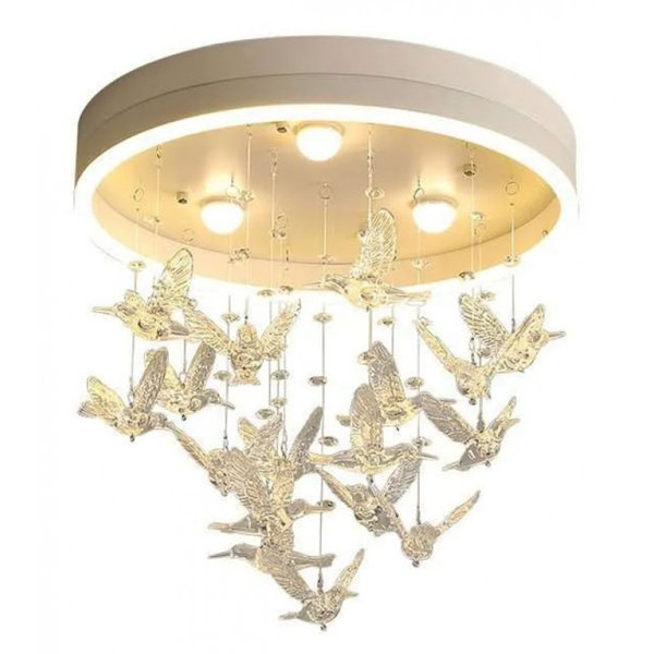 ALAN MIZRAHI LIGHTING Modern Crystal LED Ceiling Birds Lights Chandelier | Wayfair